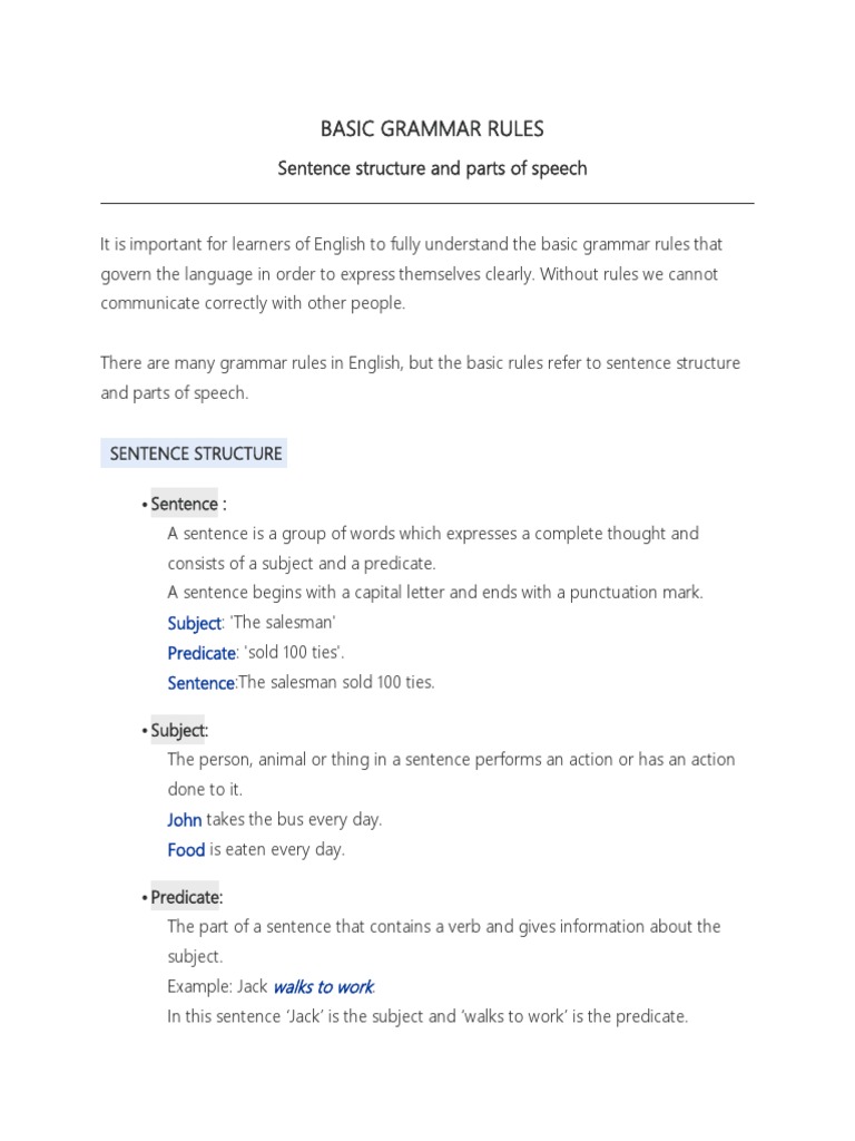 Basic Grammar Rules | PDF | English Grammar | Grammatical Number