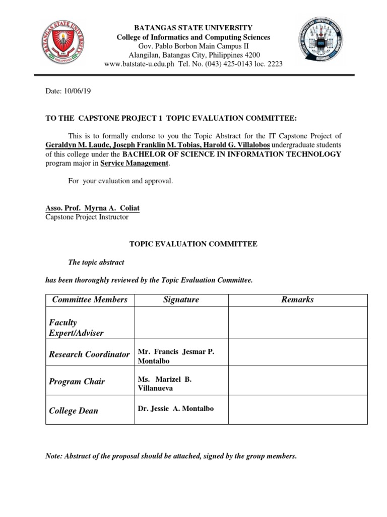 Committee Members Signature Remarks Faculty Expert/Adviser Research ...