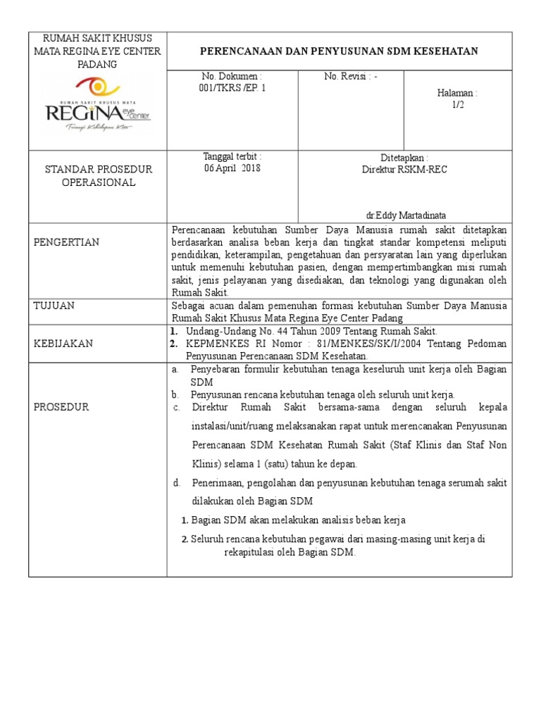SOP Penyusunan Dan Perencanaan SDM | PDF