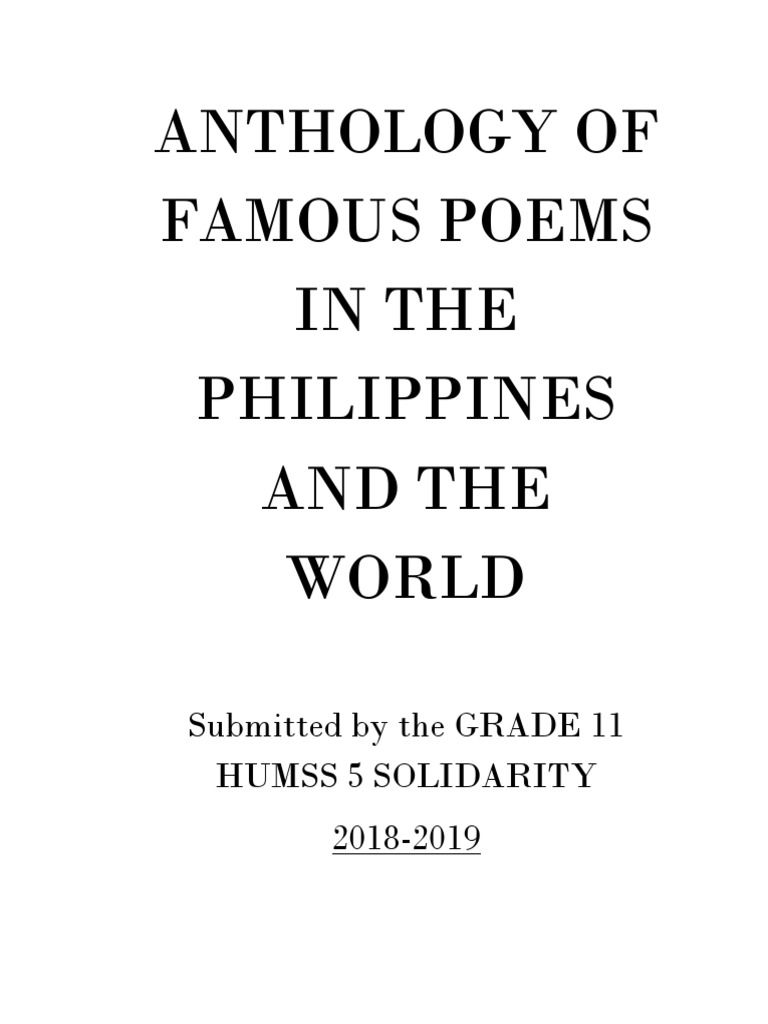 Anthology of Famous Poems in The Philippines and The World | PDF