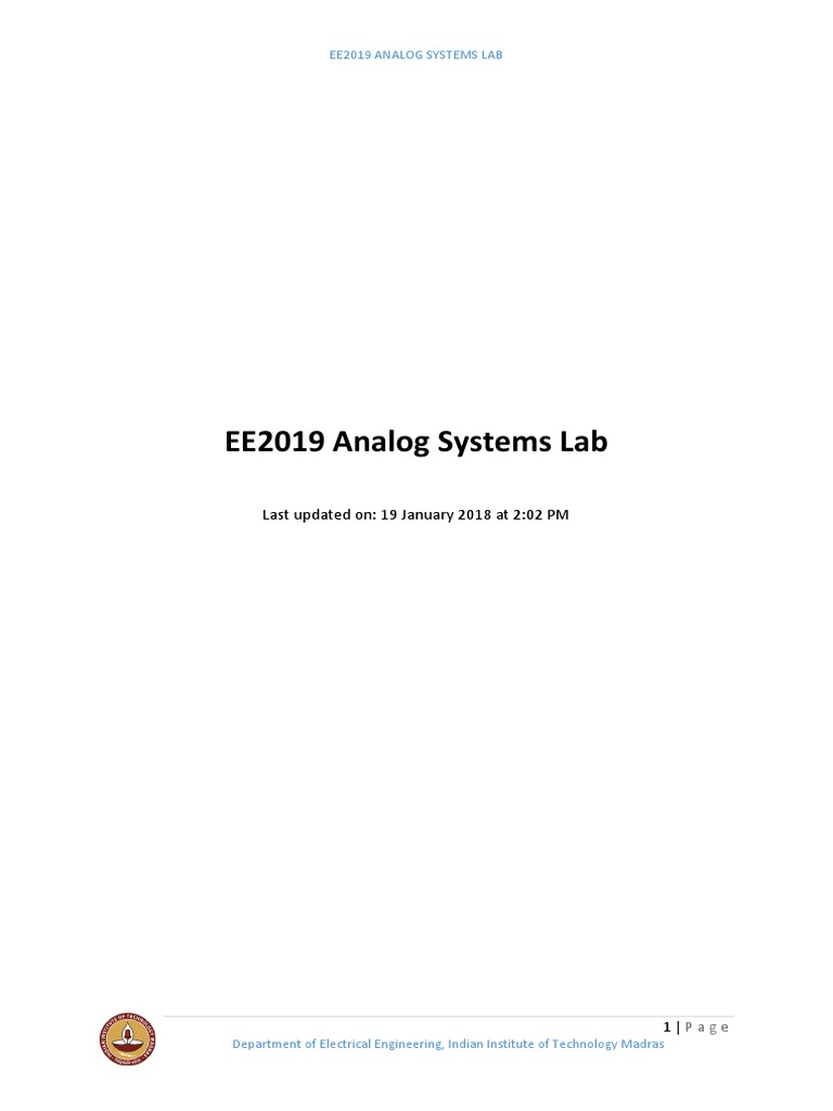 EE2019 Analog Systems Lab: Last Updated On: 19 January 2018 at 2:02 PM ...