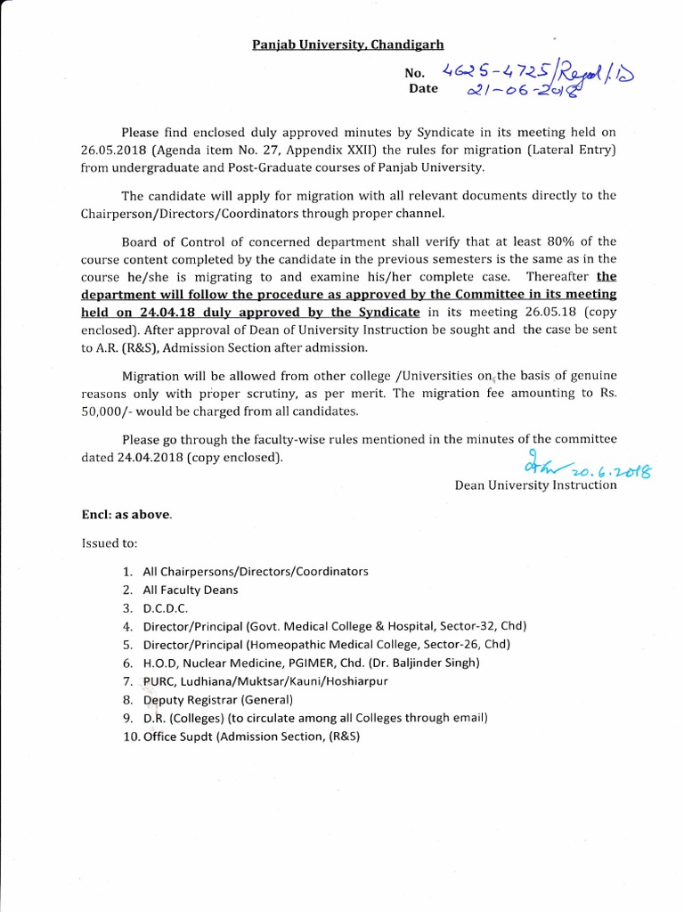 Migration Lateral Entry | PDF | Academia | Educational Stages