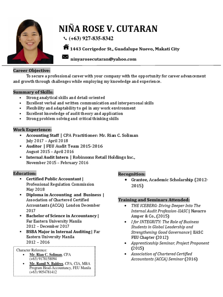 Sample Resume | PDF | Certified Public Accountant | Accounting