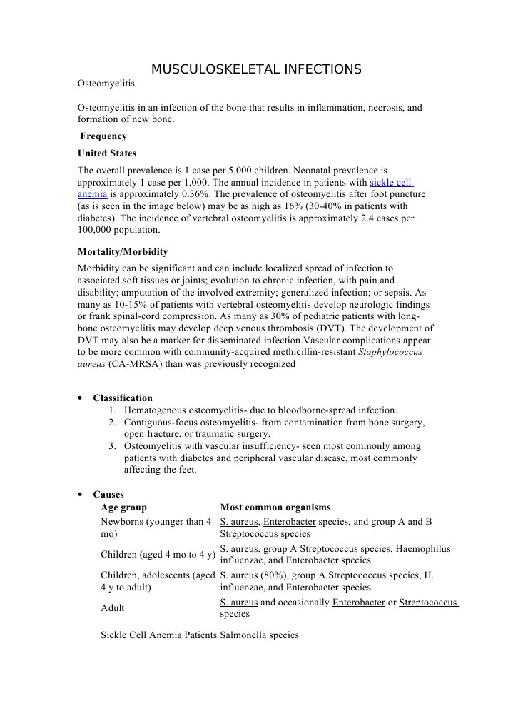 Musculoskeletal Infections | PDF | Rtt | Microbiology