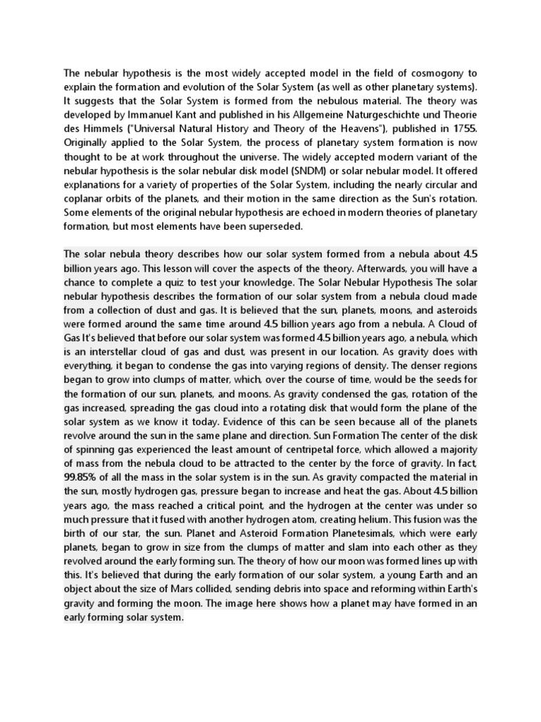 Nebular Hypothesis | PDF | Formation And Evolution Of The Solar System ...