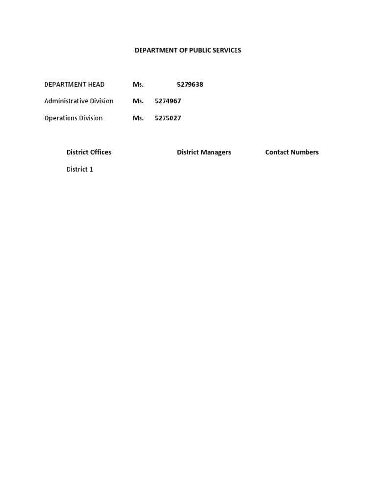 Department of Public Services | PDF