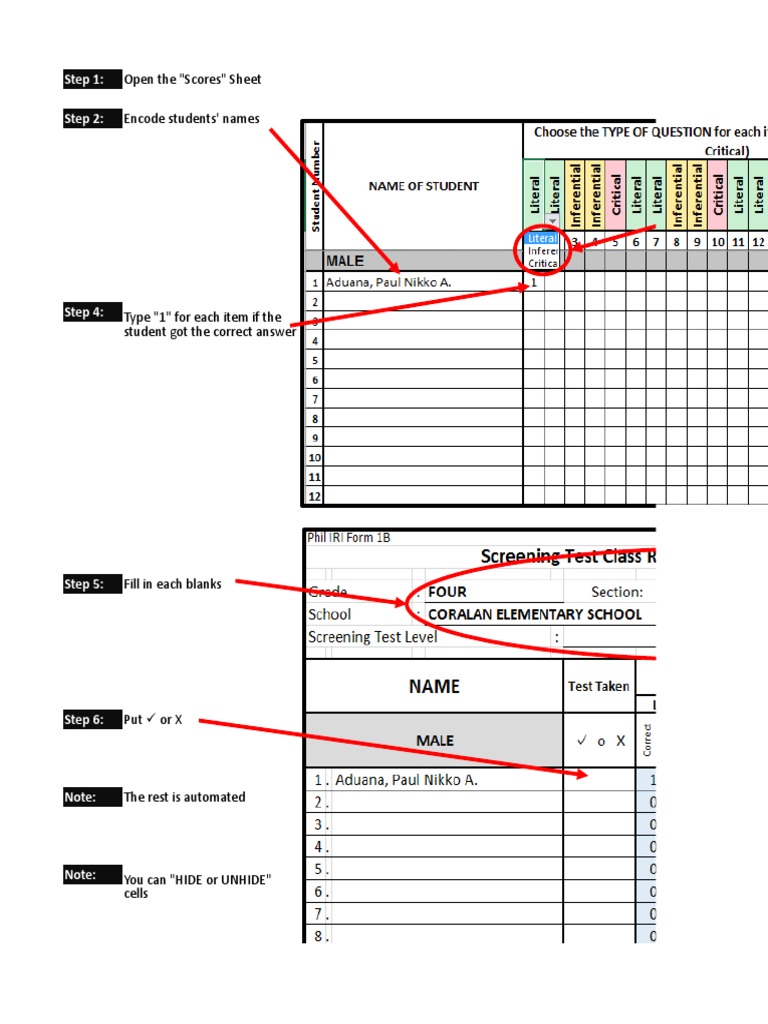 Phil IRI TPPK (Encoding Template) | PDF