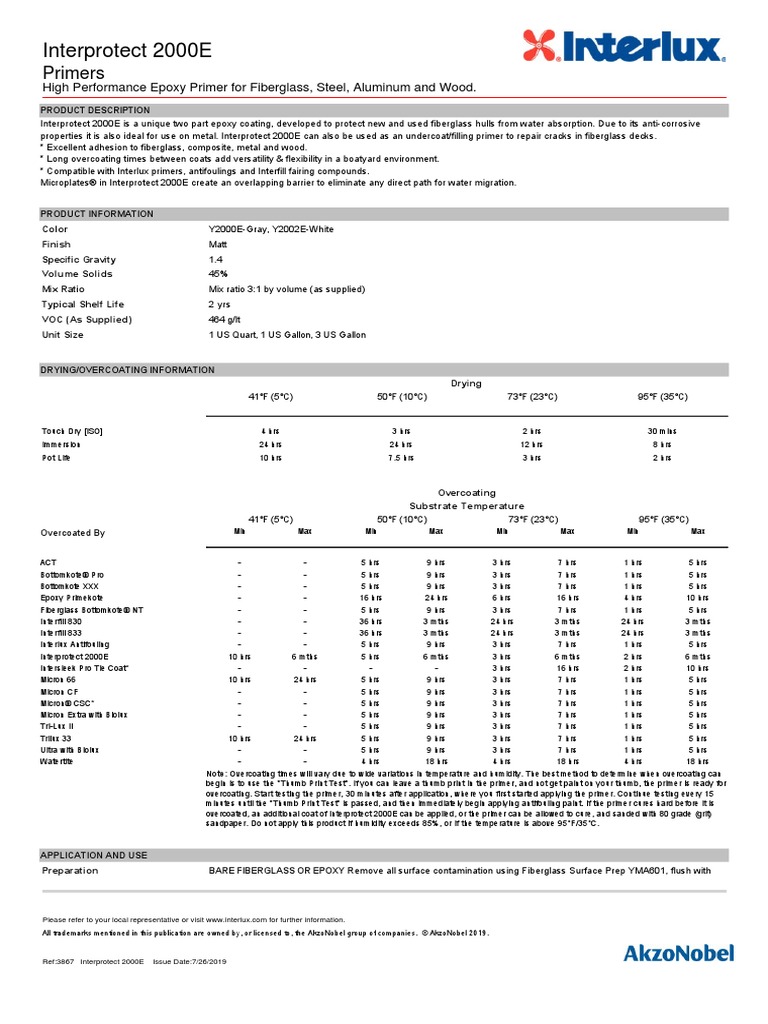 Interprotect 2000E Eng Usa A4 20190726 | PDF | Fiberglass | Paint
