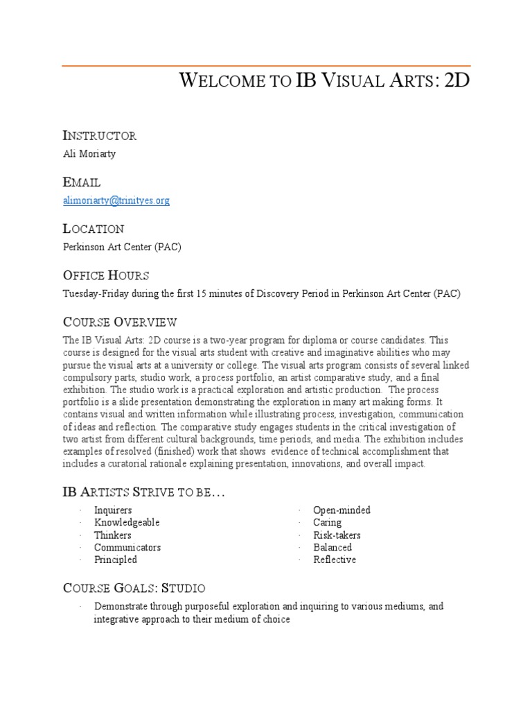 Ib Art 2d Syllabus | PDF | Creativity | Aesthetics