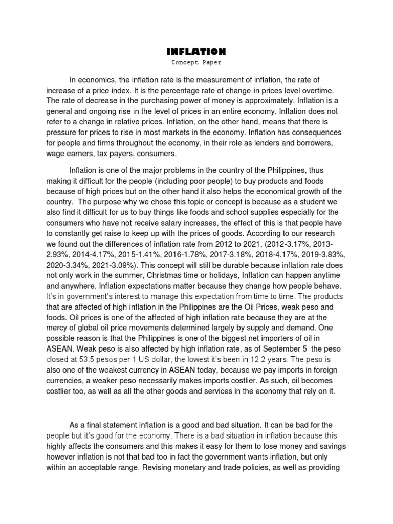 Inflation: Concept Paper | PDF | Inflation | Economics