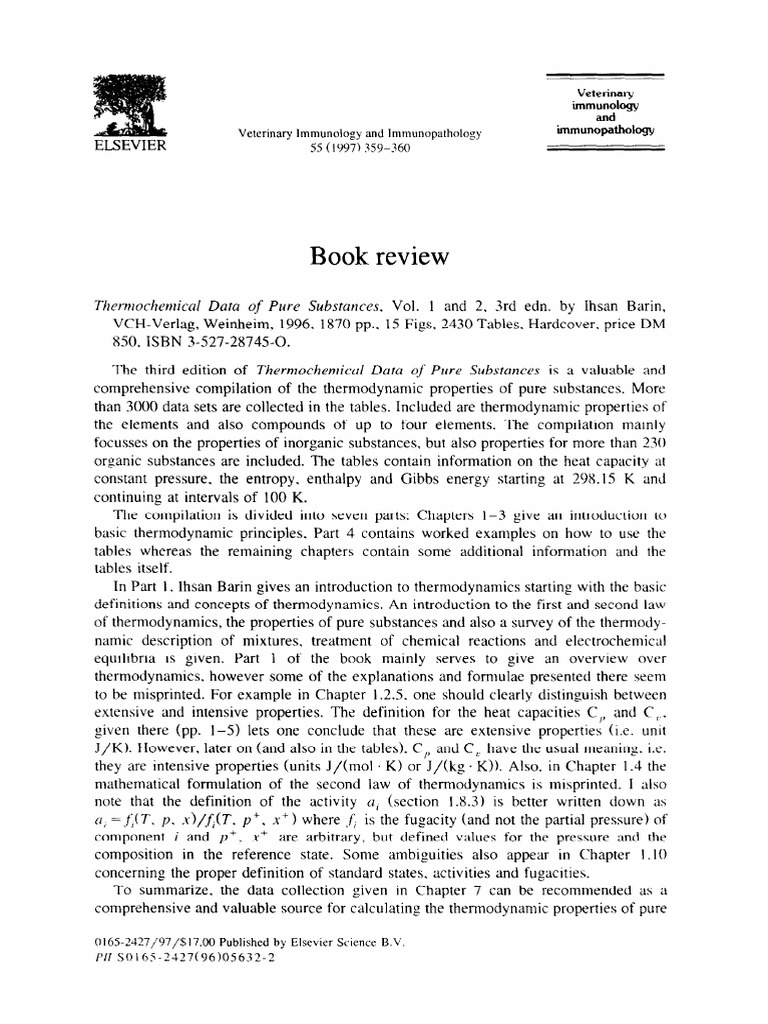 Thermochemical Data of Pure Substances | PDF | Chemical Substances ...