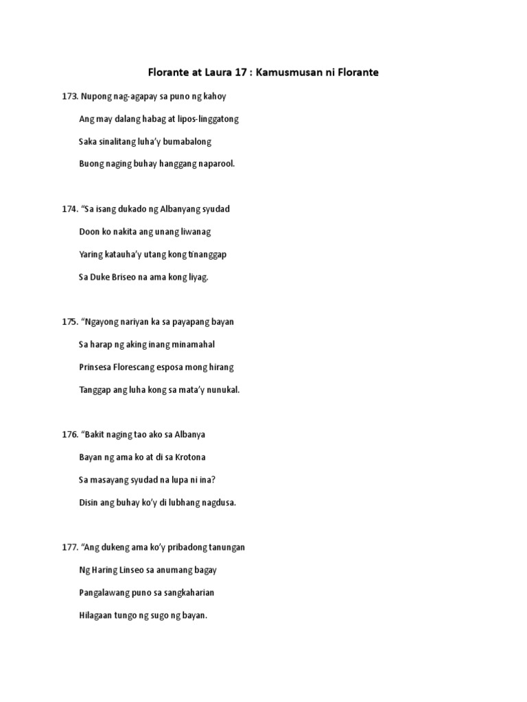 Florante at Laura Aralin 17 | PDF