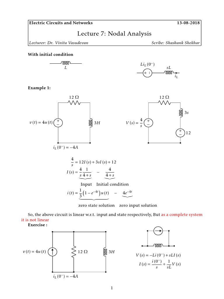 Lecture 7: Nodal Analysis: Lecturer: Dr. Vinita Vasudevan Scribe ...