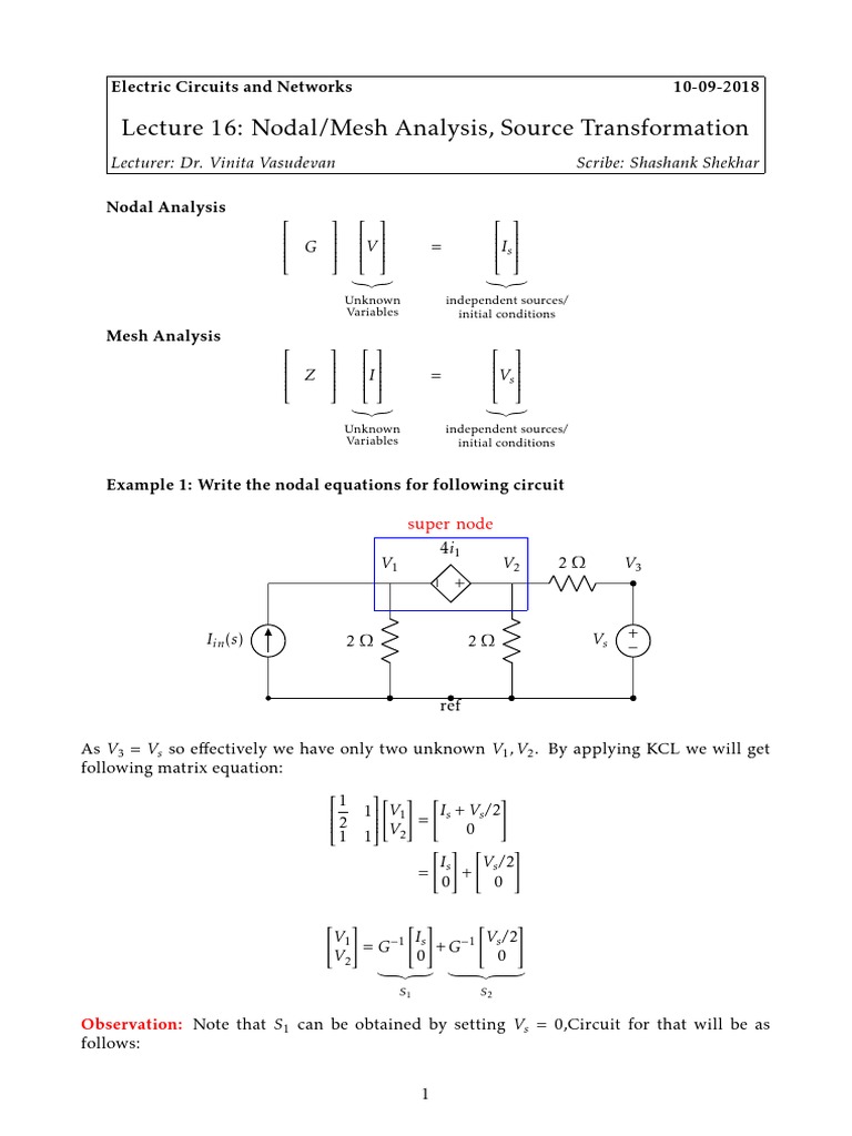 Lecture 16 Scribe PDF | PDF | Electrical Network | Electromagnetism