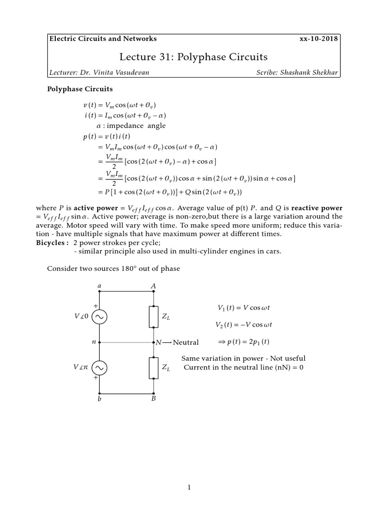 Lecture 31: Polyphase Circuits: Lecturer: Dr. Vinita Vasudevan Scribe: Shashank Shekhar | PDF ...