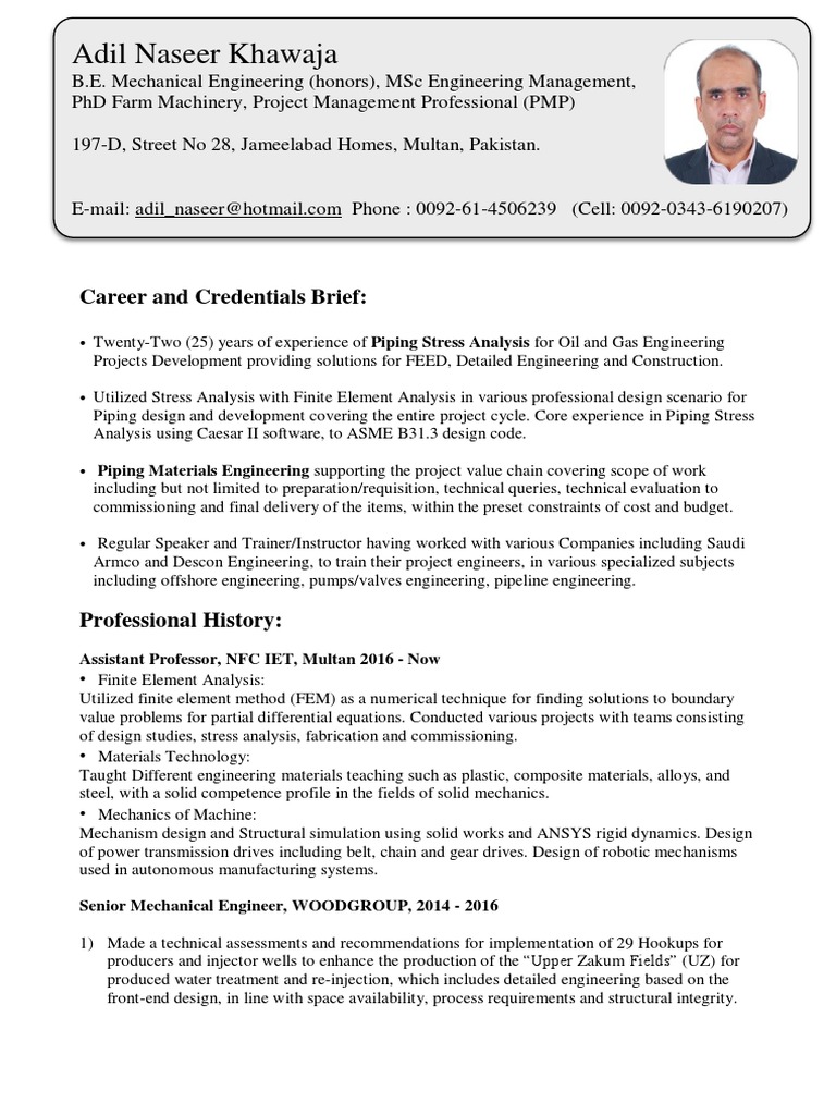 Adil CV | PDF | Engineering | Finite Element Method