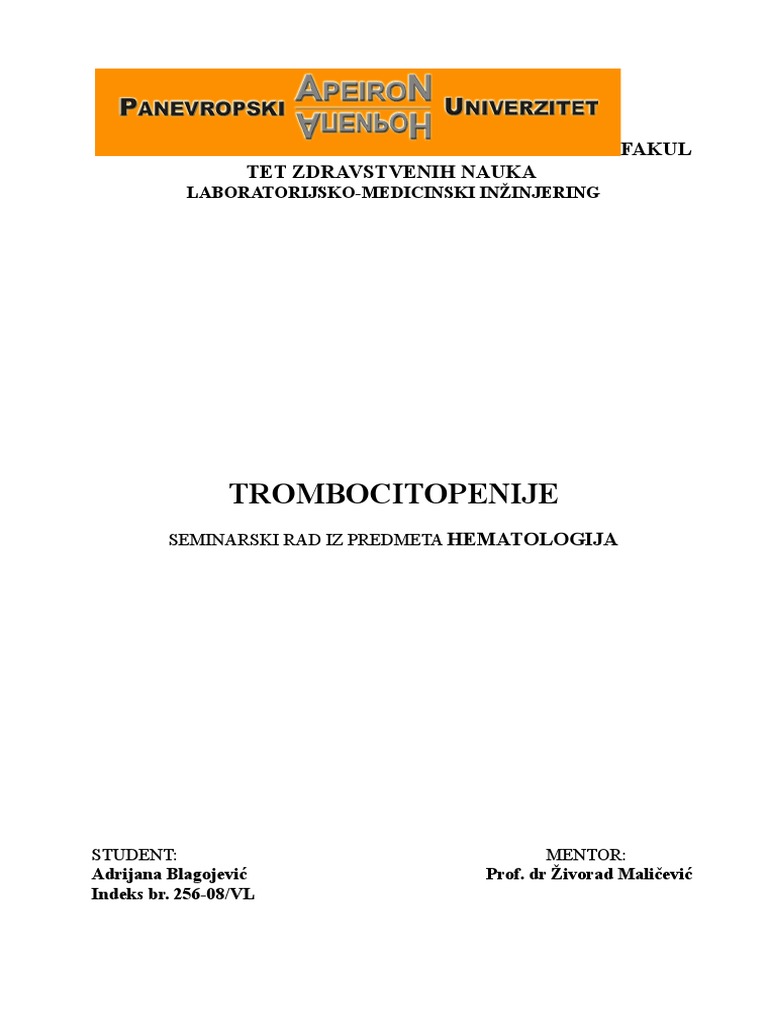 Trombocitopenije | PDF
