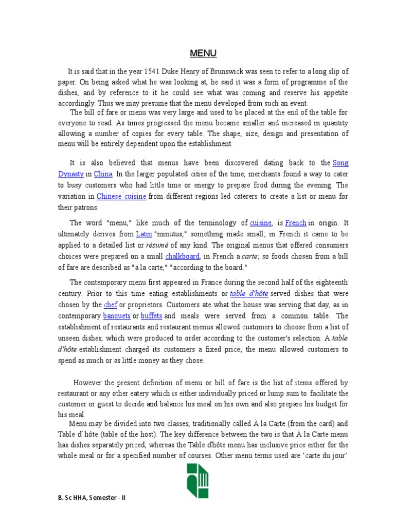 A History of Menus: From Early Origins and Development to Modern À La ...