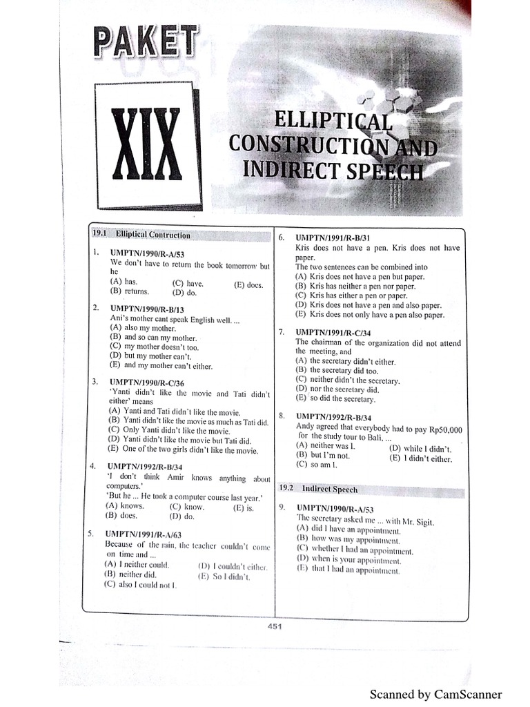 Elliptical Construction N Indirect | PDF