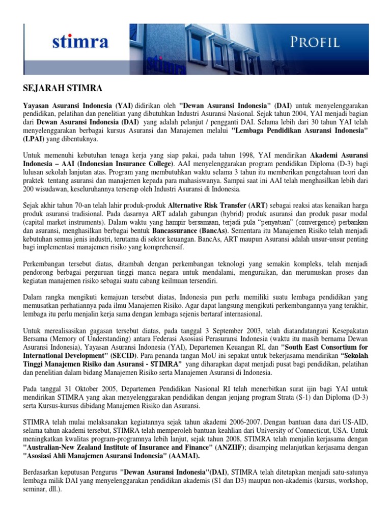 Sejarah Stimra | PDF