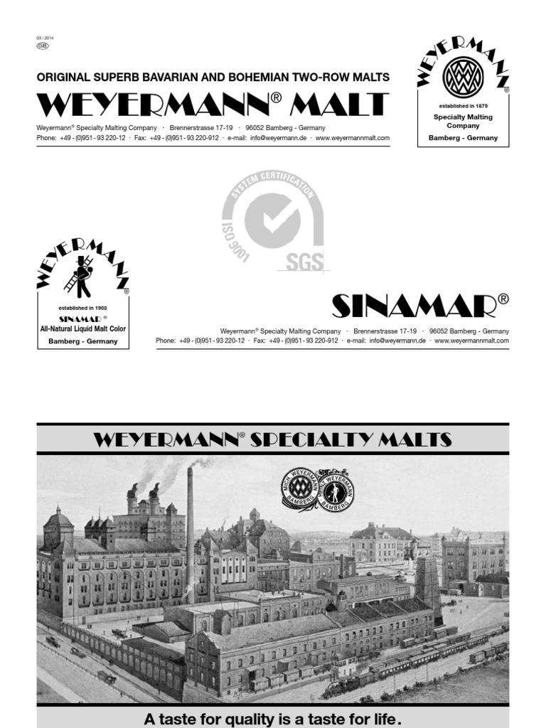 Weyermann Product Information PDF | PDF | Beer | Ale