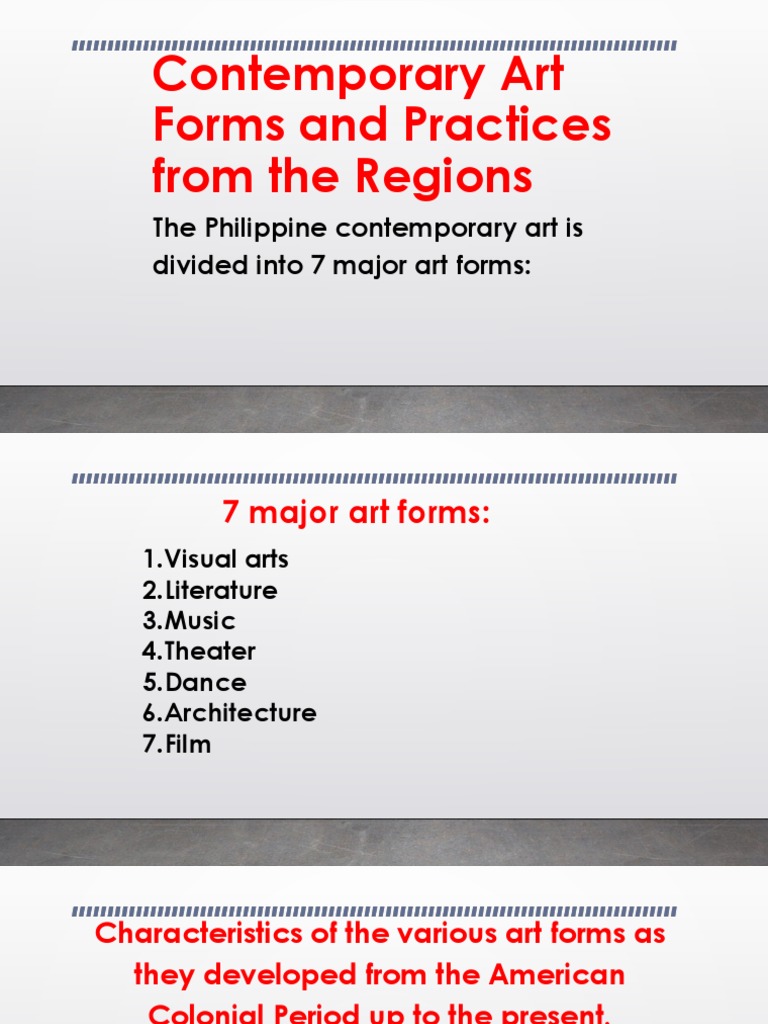 7 Major Contemporary Art Forms in the Philippines | PDF | Vision | Art ...