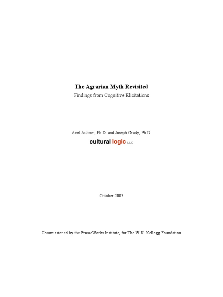 The Agrarian Myth Revisited Findings From Cognitive Elicitations | PDF ...