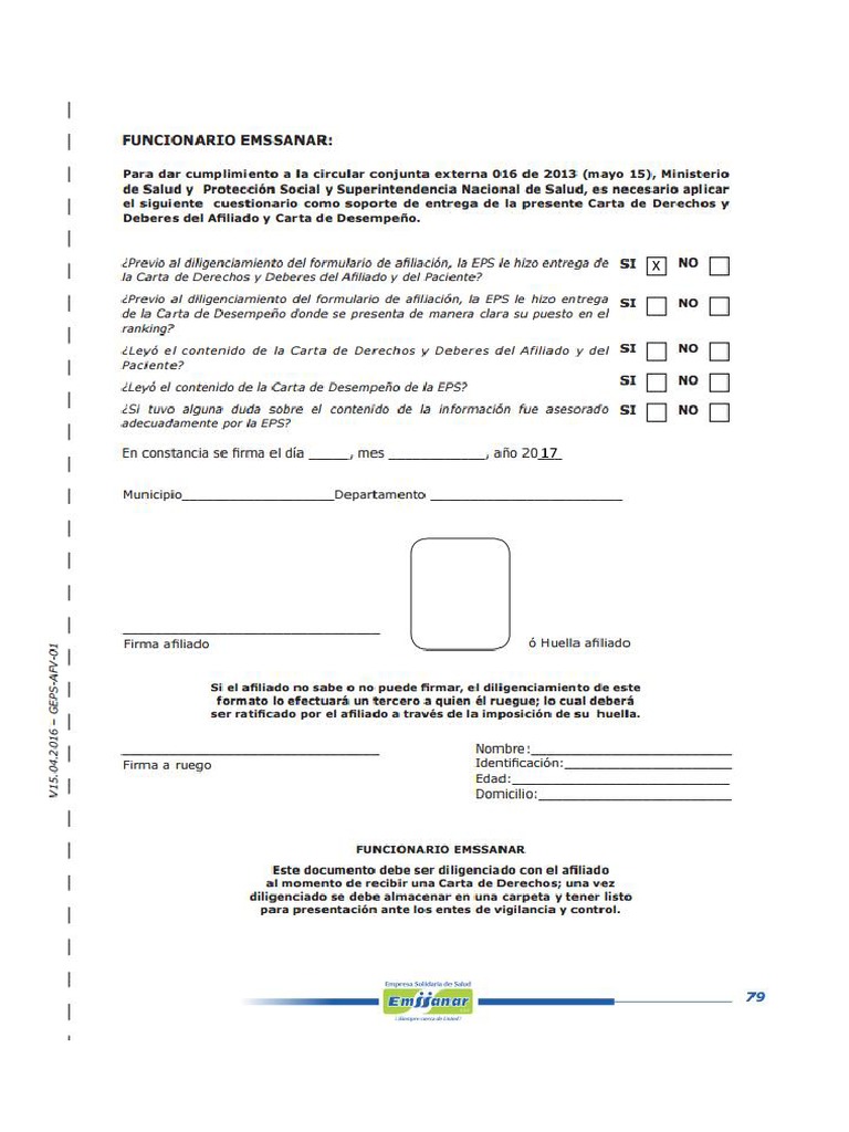 Carta de Derechos y Deberes - Emssanar | PDF