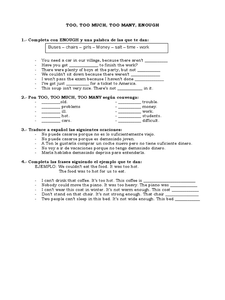 Too Much, Too Many, Enough: A Guide to Using Quantifiers in English | PDF