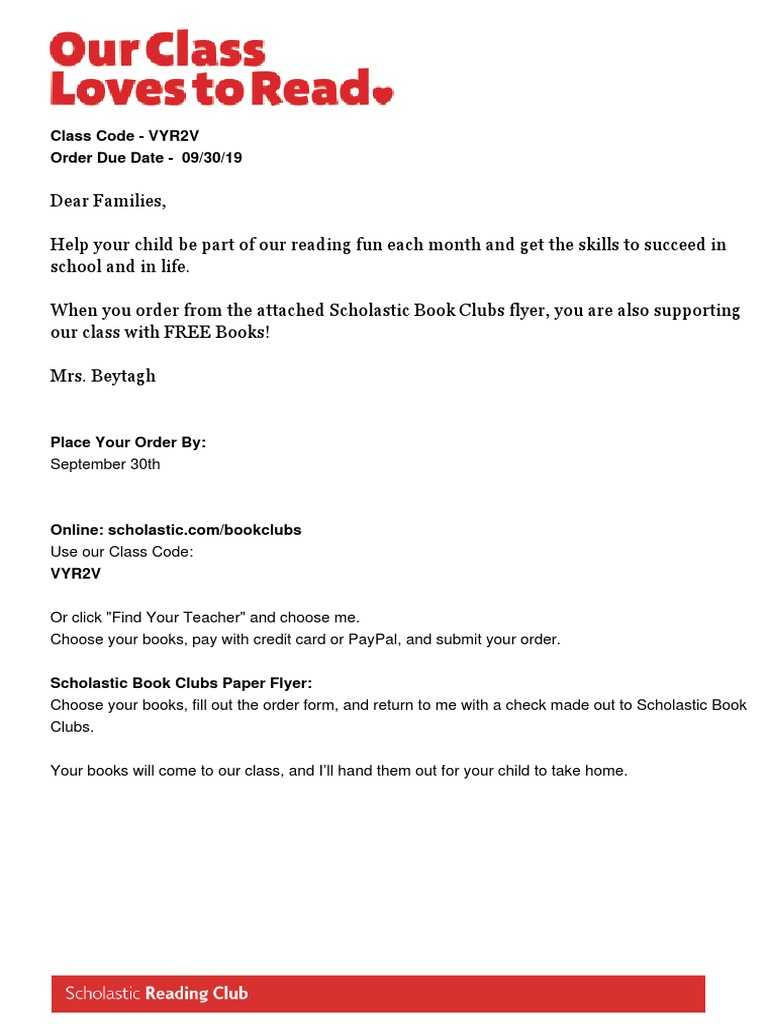 Scholastic Book Club Order Instructions | PDF