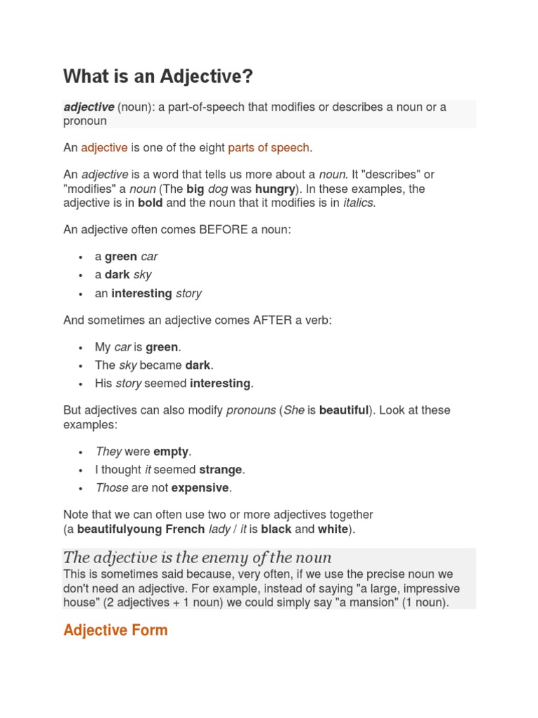 Adjectives | PDF | Adjective | Noun