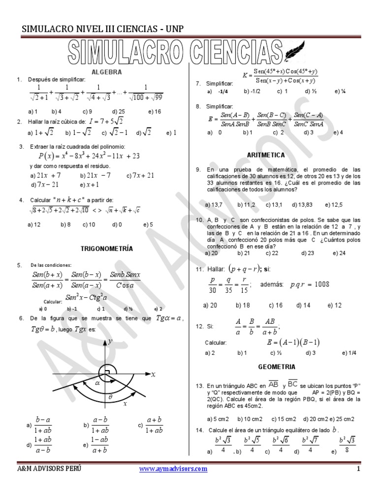 Simulacro Nivel Iii Ciencias - Simc 003 PDF | PDF | Naturaleza