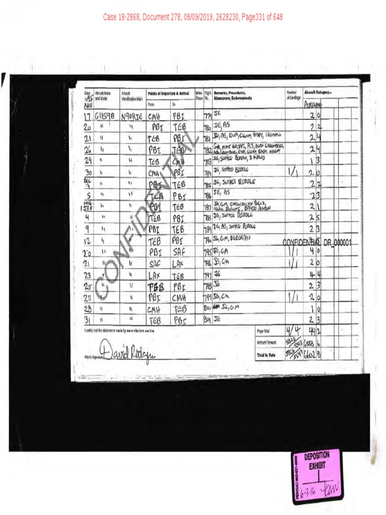 Epstein Flight Logs | PDF