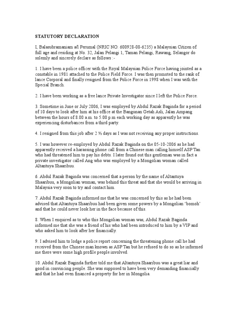 Statutory Declaration | Download Free PDF | Malaysia | Government