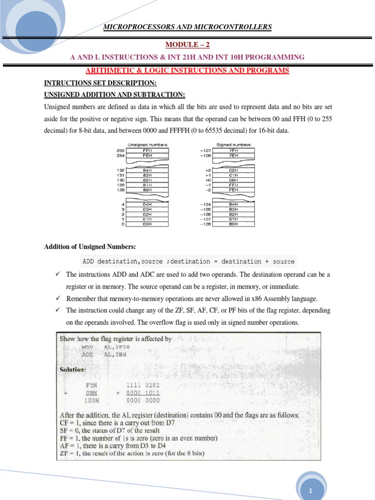 A&L Instructions in Microprocessors | PDF | Binary Coded Decimal | Central Processing Unit