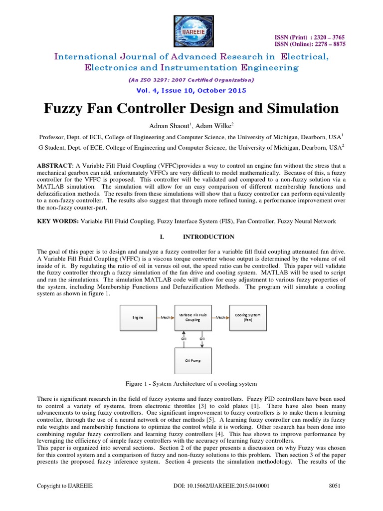 Fuzzy Fan Controller Design and Simulation | PDF | Control Theory | International Standard ...