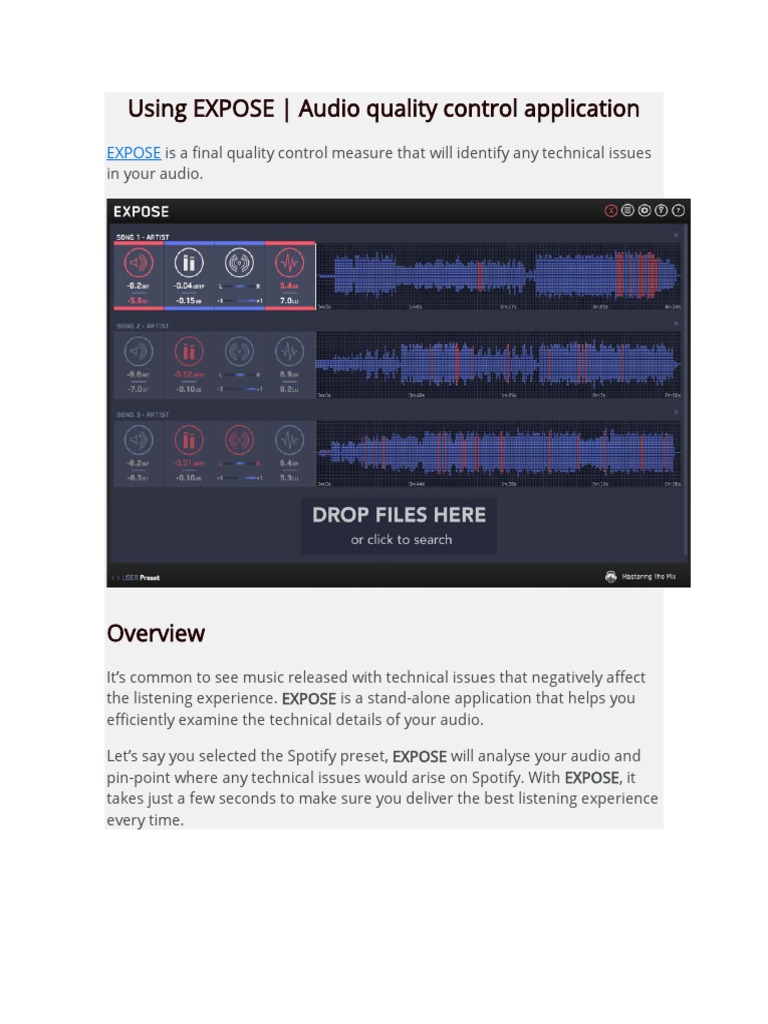 Using EXPOSE - Audio Quality Control Application | PDF | Microphone ...