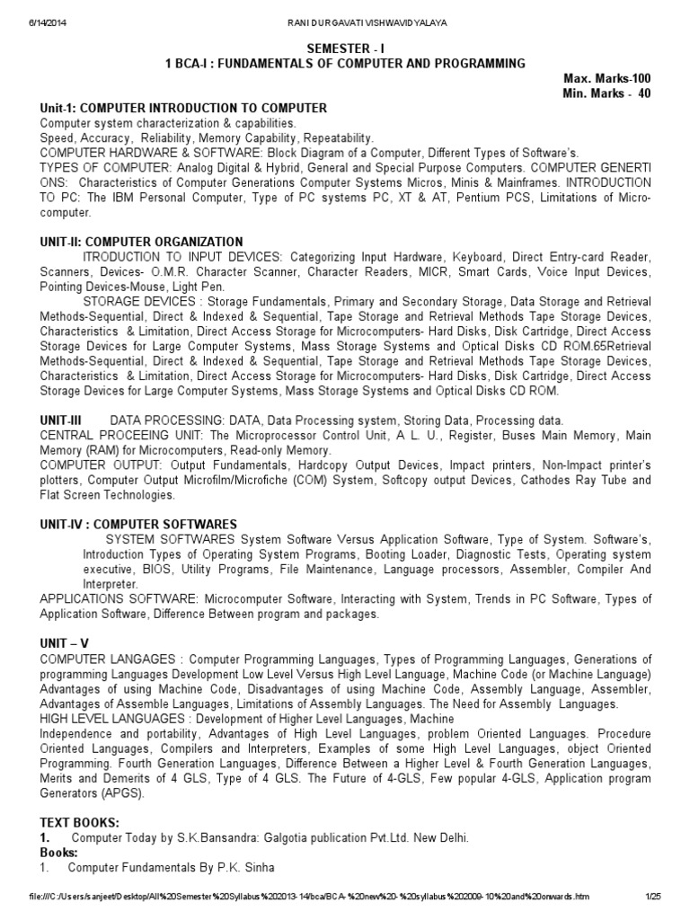 Bca Syllabus | PDF | C++ | Relational Database