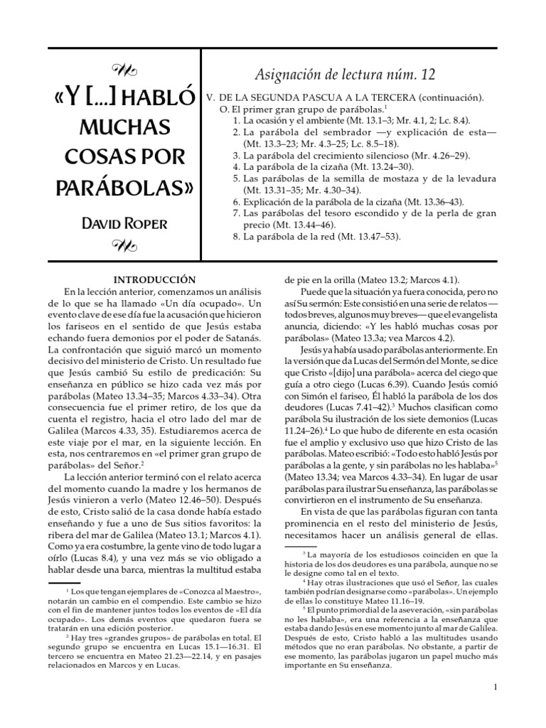 Y habló muchas cosas por parábolas | PDF | Parábolas de Jesús ...