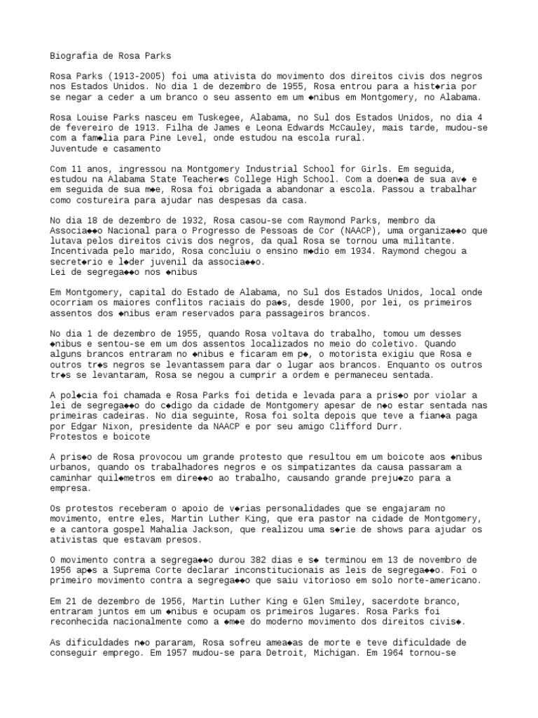 A biografia da ativista dos direitos civis Rosa Parks e seu papel no ...