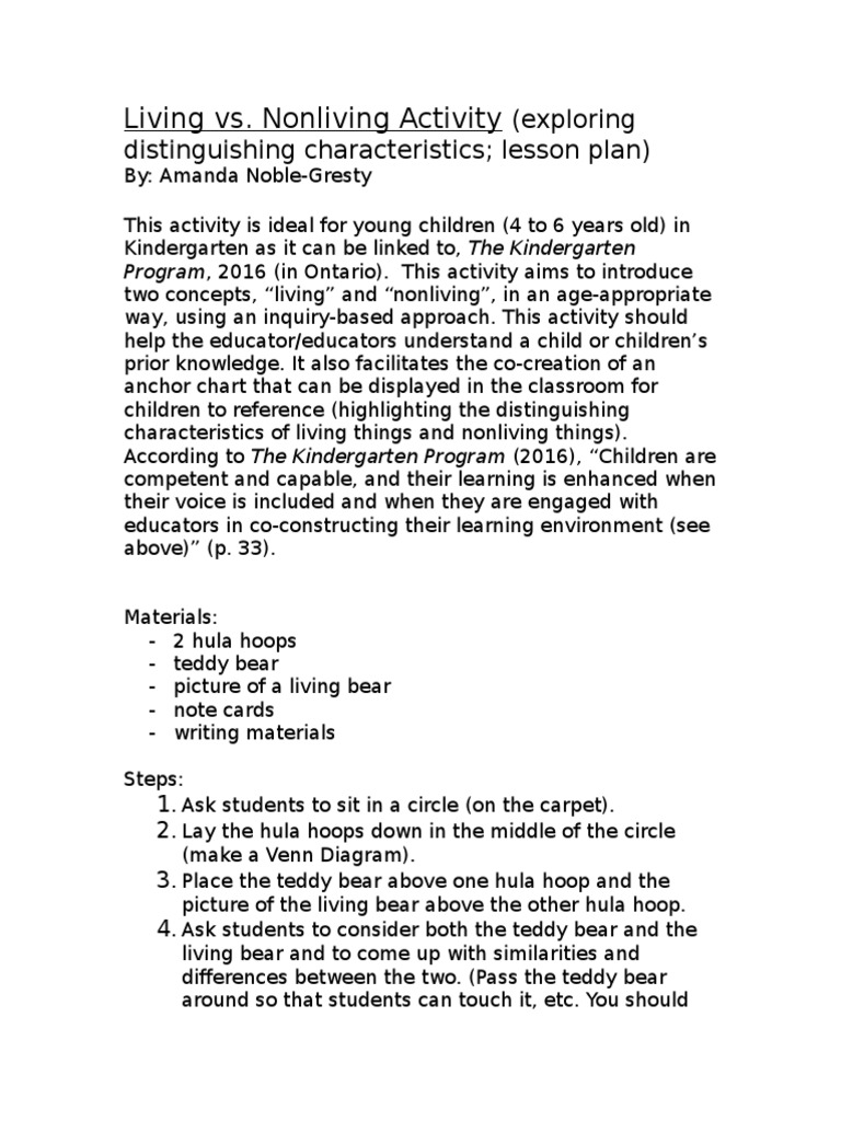 Living vs. Nonliving Activity: (Exploring Distinguishing ...