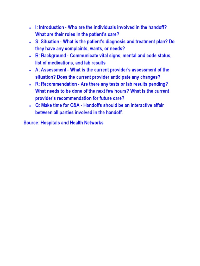 ISBARQ (Or S-BAR + 2) PDF | PDF | Patient | Mental Health