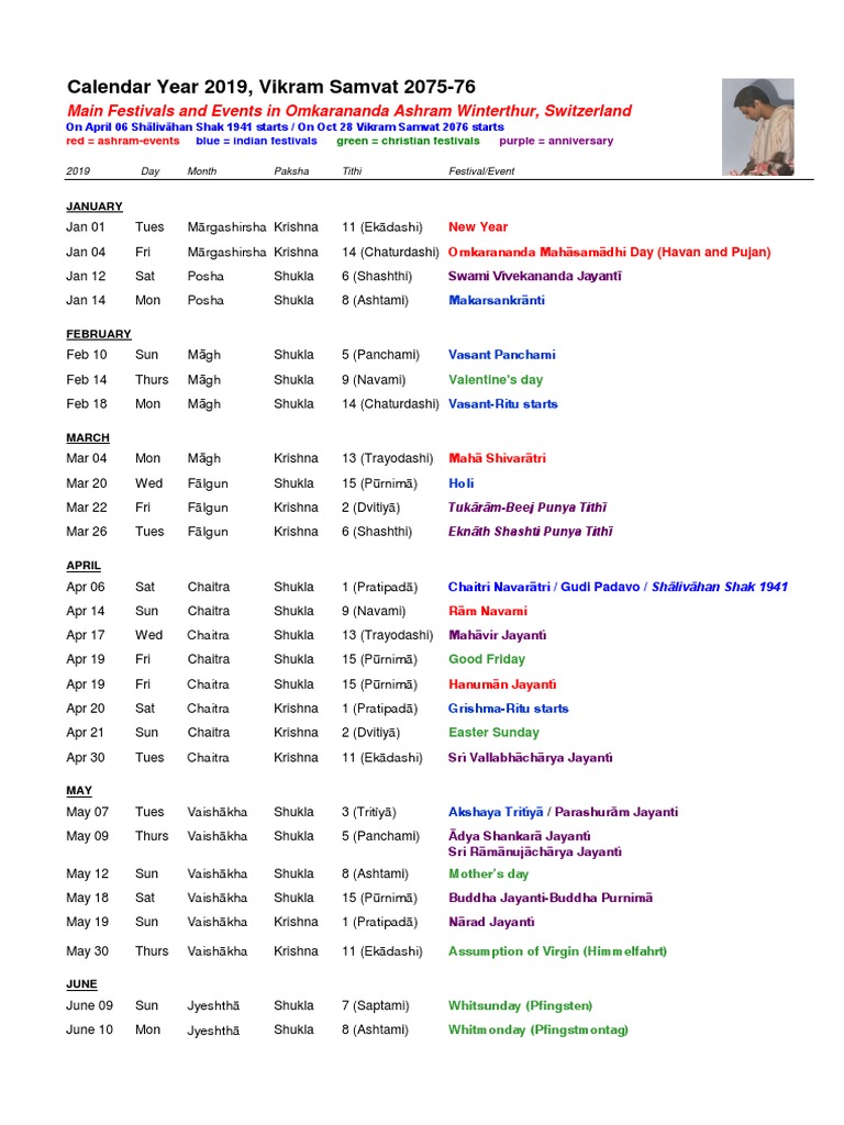 Calendar Vikram Samvat 2075-76 | Download Free PDF | Hindu Literature ...