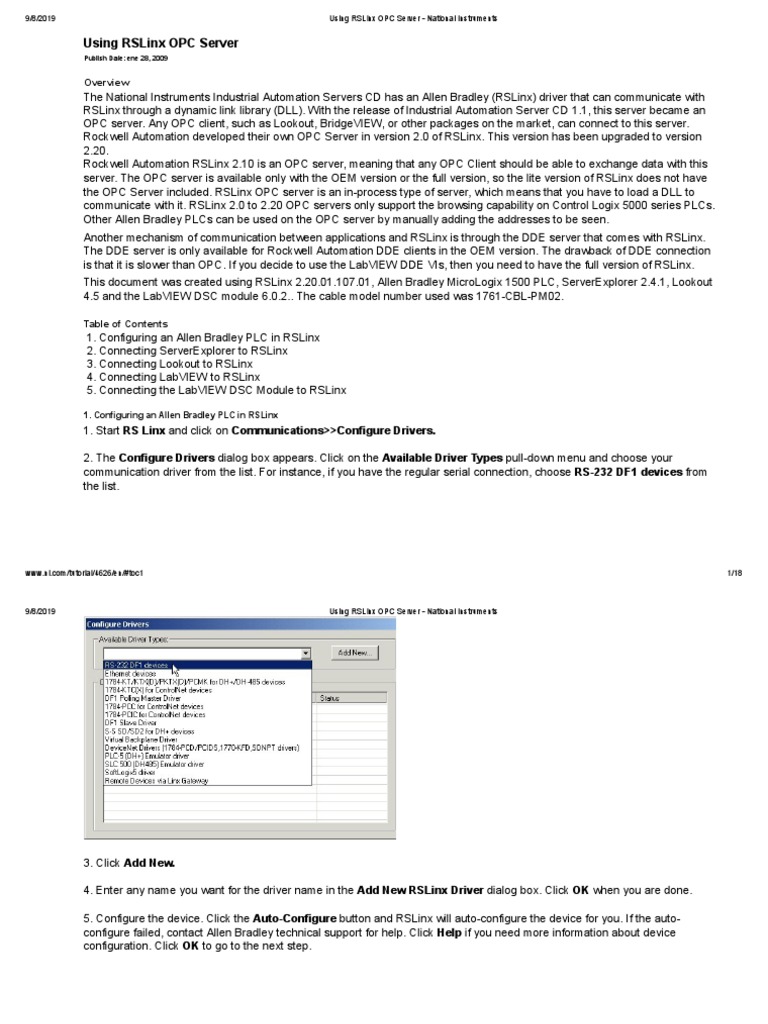 Opc Server Con Rslinx Pdf Application Programming Interface Programmable Logic Controller