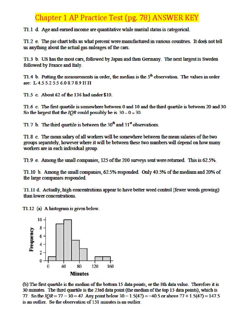 Chapter 1 Ap Practice Test Answer Key PDF | PDF