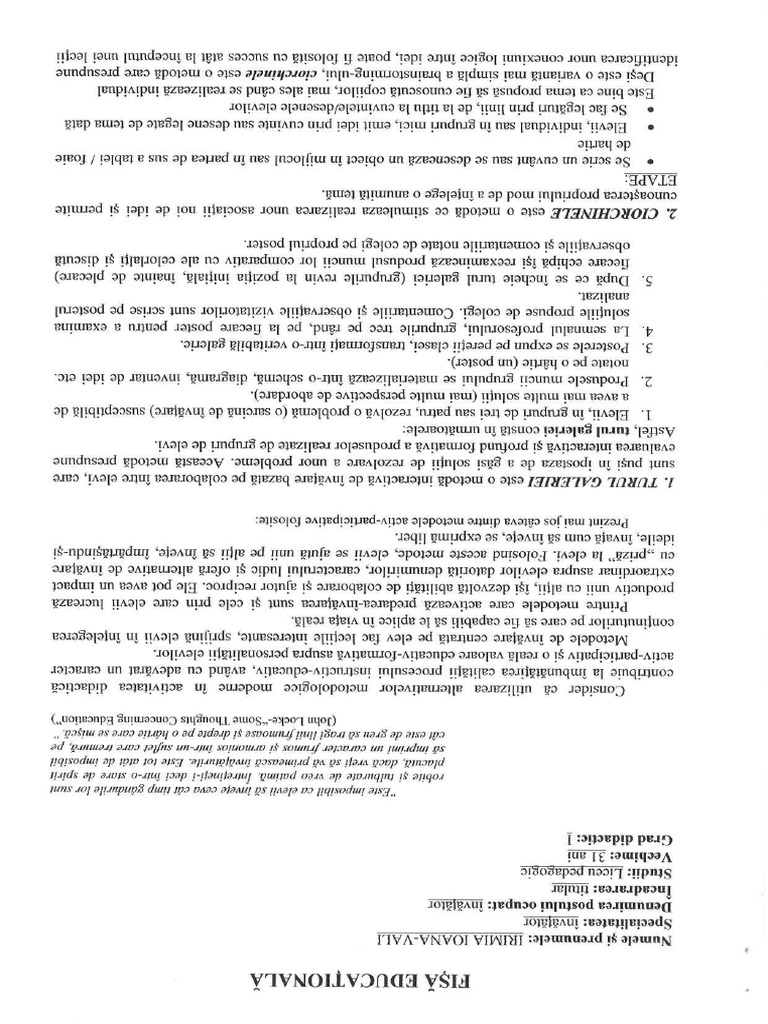 Fisa Educationala | PDF