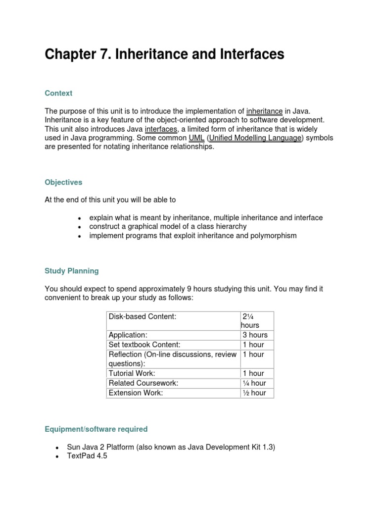 Chapter 7 Inheritance And Interfaces Pdf Inheritance Object Oriented Programming Class 0019