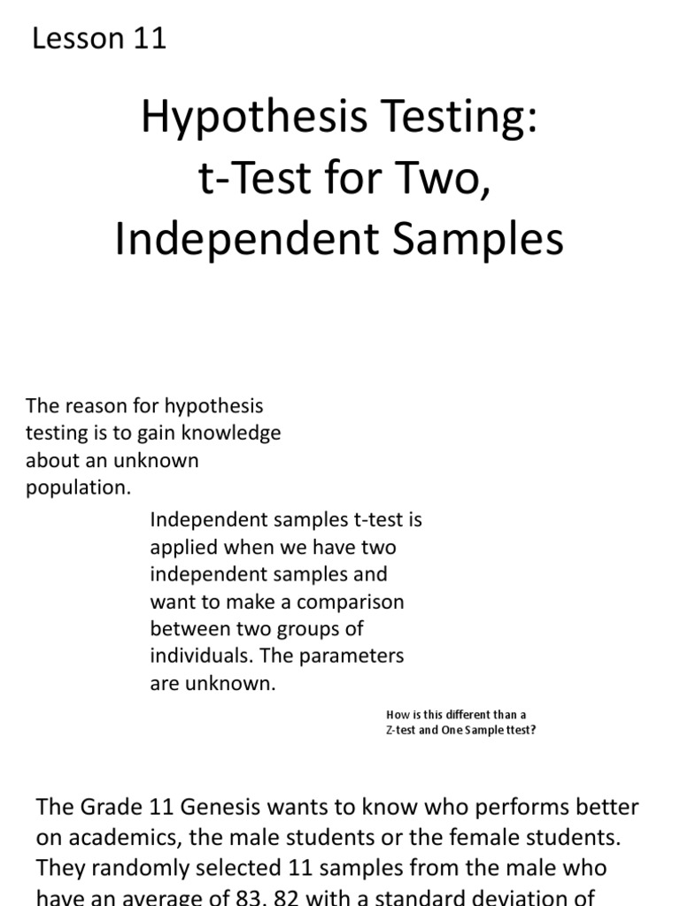 Lesson 12 T-Test For Two Samples | PDF