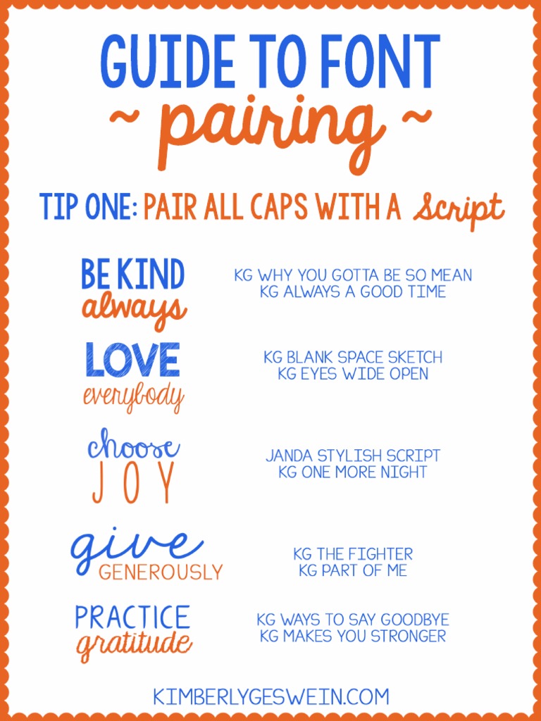 Font Tips KG Fonts Font Pairing Guide | PDF