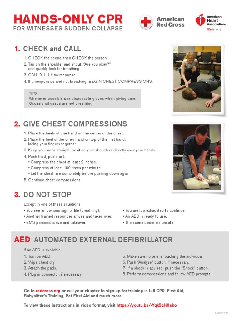 Hands-Only CPR Instructions Handout | PDF | Wellness | Science ...